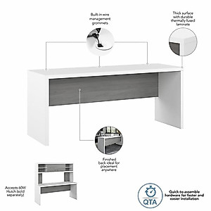 Pemberly Row 72W Computer Desk in Pure White and Modern Gray - Engineered Wood