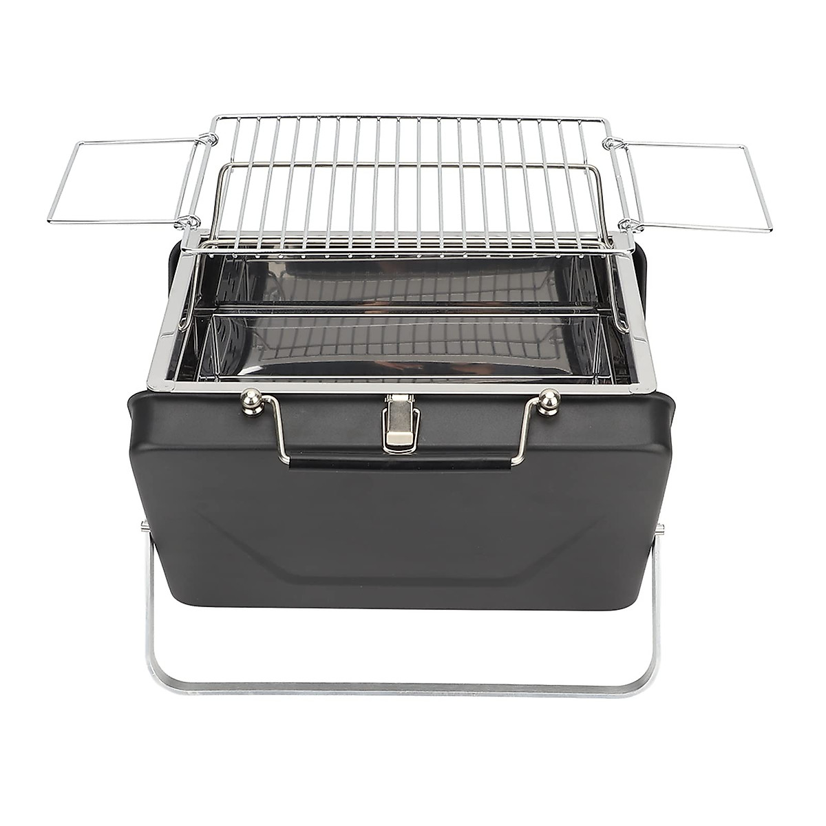 Portable Charcoal BBQ Grill, Portable Charcoal Grill High Temperature Resistant Easy Installation Mini for Backyard Picnic (Black)