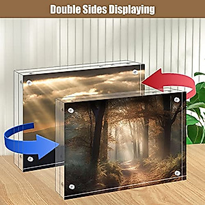 Egofine 5x7 Picture Frames Acrylic Frames 4 Pack, 20mm Thicker Lucite Frameless Clear Floating Frames, Magnetic Double Sided Photo Frame, Free Standing Desktop