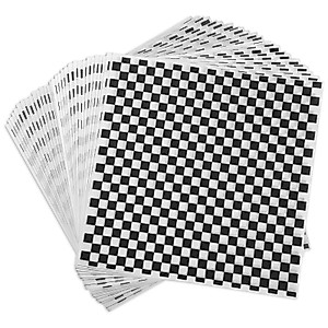 GeeRic Waxed Deli Paper Sheets 12 * 12 Inch, 100 Pcs Food Basket Liners for Sandwiches, Burgers, Checkered Deli Wrap Wax Paper Sheets Black