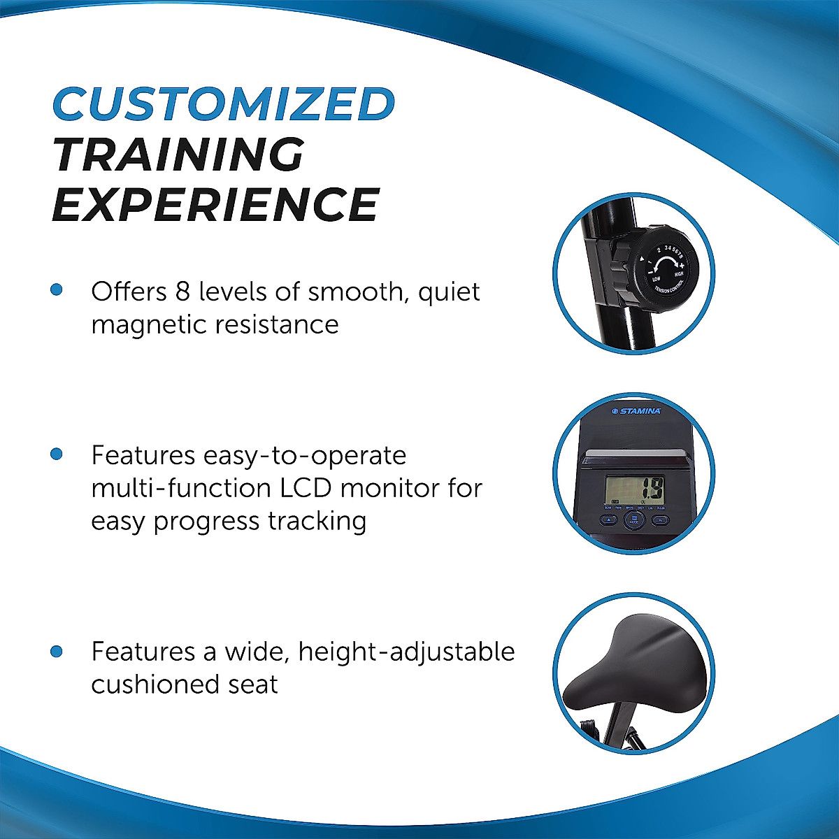 Stamina Upright Exercise Bike 1308 - Fitness Bike with Smart Workout App - Exercise Bike for Home Workout - Up to 300 lbs Weight Capacity Black