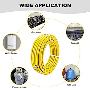 100FT 1/2" CSST Gas Line 1/2in Natural Flexible Gas Line with 2 Male Adapter Fittings, CSST Corrugated Stainless Steel Gas Tubing Pipe Kit for Stove Dryer Heater Gas Propane (100FT)