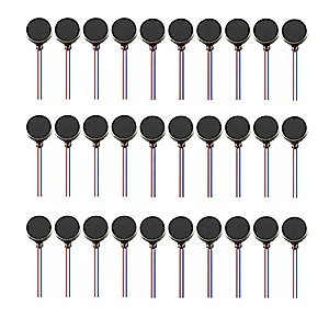 AEDIKO 30pcs Mini Vibration Motors DC 3V Flat Coin Button-Type Vibrating Motor 10000rpm Self Adhesive Vibration Motor 10x2mm for DIY Mobile Cell Phone Pager Tablet Toys