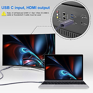 Elebase USB-C Female to HDMI Male Cable Adapter,USB Type C 3.1 Input to HDMI Output Converter,4K 60Hz USBC Thunderbolt 3 Adapter for New MacBook Pro,Mac Air,Chromebook Pixel and More