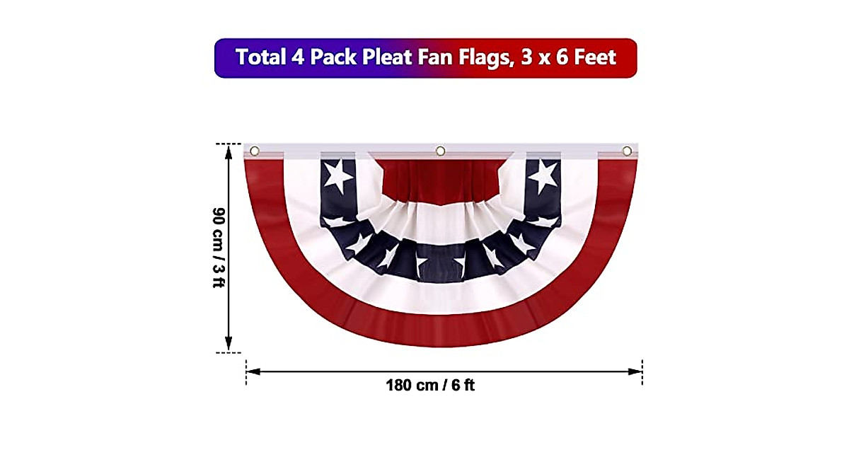 4-Pack USA Patriotic Fan Flags for 4th of July Celebrations