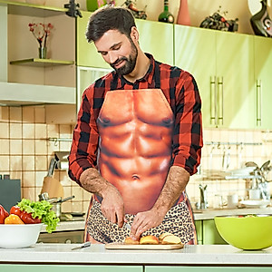 A AIFAMY Funny Men Cooking Grilling Aprons Muscles Guy BBQ Funny Gag Gifts for Christmas, White Elephant Gift Exchange (Muscleman 2, One Size)