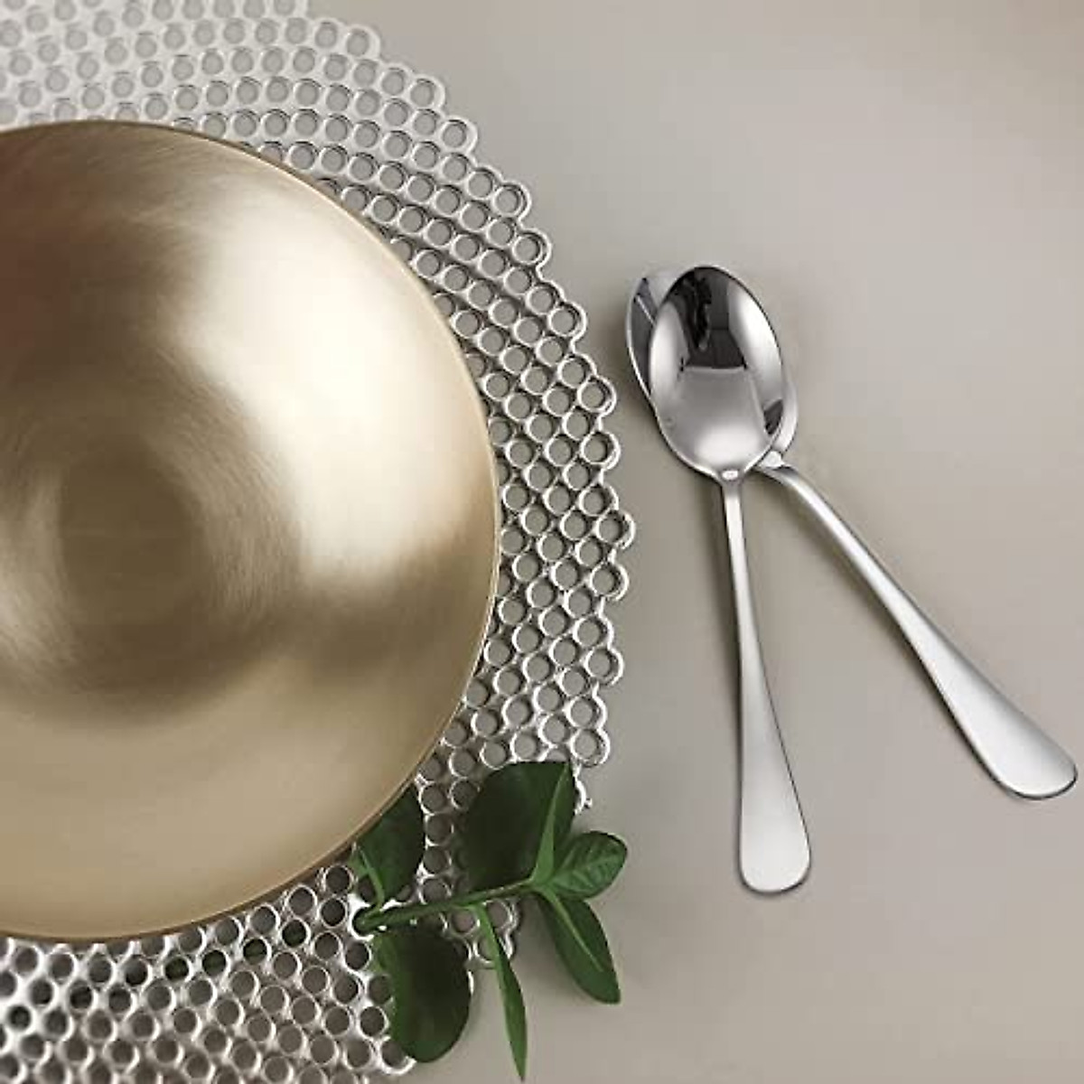 OLAT 12-Piece Teaspoons Pack, Food-Grade Stainless Steel Dessert Spoon Set of 12 (Silver 6.7 Inches)