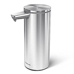 simplehuman 9 oz. Touch-Free Rechargeable Sensor Liquid Soap Pump Dispenser, Brushed Stainless Steel