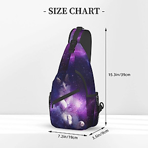 Galaxy Cat Sling Bag Travel Crossbody Backpack for Women Crossbody Chest Daypack Gifts for Christmas Medium