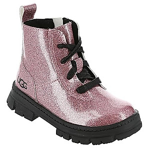 UGG Unisex-Child Ashton Lace Up Glitter Boot, Glitter-pink, 2 Little Kid