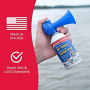 SeaSense Air Horn – Large Size (3.5 oz), 118 dB – Loud 1 Mile Range, Meets EPA & USCG Standards – Great for Boat & Marine Safety, Ideal for Sporting Events Such as Football & Soccer