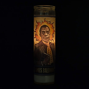 James Baldwin Secular Saint Candle - 8.5 Inch Tall Glass Prayer Votive - Made in The USA
