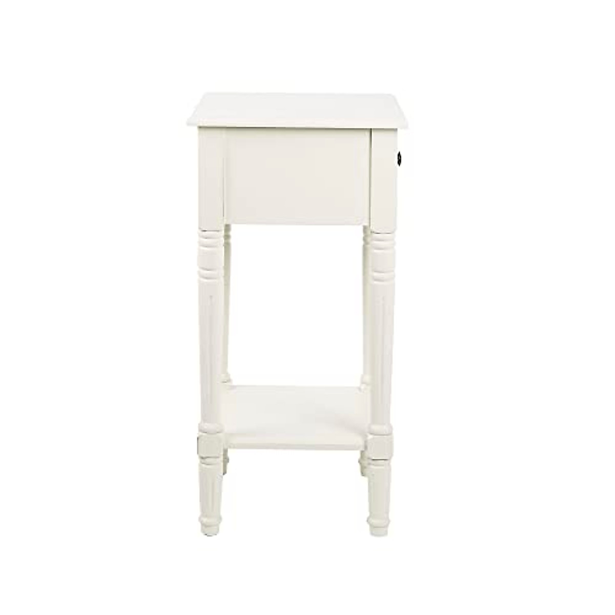 Decor Therapy Simplify Side Storage Drawer Accent Table, 14 in W x 14 in D x 28 in H, Antique White