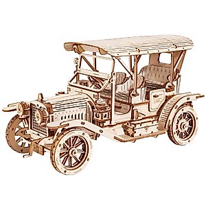 ROKR 3D Wooden Puzzle Model Car Kits to Build for Adults, 1:15 Scale Vintage Car Model Building Kit 298pcs Wood Craft Hobby Gift for Teens Men Women Christmas