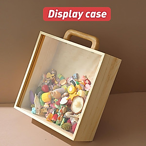 MOFASVIGI Toy Storage Organizer, 2 Pack Building Blocks Box with Handle and Lids, Natural Wood Kids Child Toy Containers Display Chest for Playroom Art Craft Collection Nursery Decor