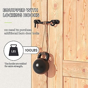 SANKEYTEW 2 Pack 12" Sliding Barn Door Handle Pulls and Flush Two-Sided Hardware Set with Barn Door Latch Lock, Barn Door Handles Black, Rustic, Protective Coating, Easy to Install