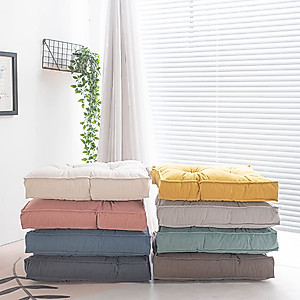 XSlive Solid Color Soft Chair Pad Seat Cushion Square Tufted Chair Cushion for Dining Chairs, Office Chairs, Hardwood Floors (Coffee,16"x16")