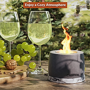Y&M Table Top Fire Pit, Portable Tabletop Fireplace Indoor Outdoor Use, Smokeless Fire Concrete Bowl Pot,Mini Personal Fire Pit