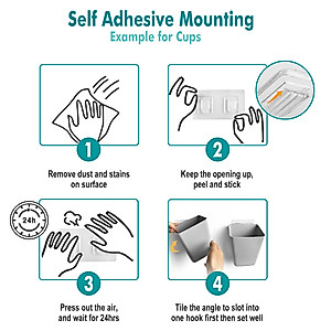 LIGHT DUST Wall Hanging Baskets - 8 Set Black Baskets & Cups Wire Basket Metal Wall Organizer Bins for Kitchen Pantry Cabinet Bathroom Shower Door RV [Included Adhesive Hooks & Wall Mounted Screws]