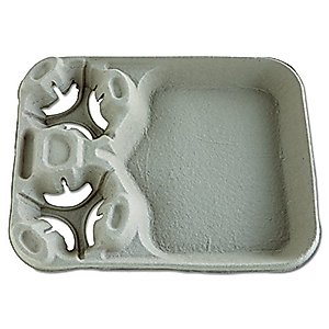 Huhtamaki 20990 8-44 oz Cup Capacity, Beige Color, 2 Cup Carrier with Wide Compartment Molded Fiber Food Tray (Case of 100)