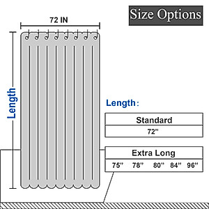 Barossa Design Fabric Shower Curtain Cotton Blend 78 inch Long, Honeycomb Waffle Weave, Hotel Luxury, Heavy Weight, Spa, Washable, White, 72x78