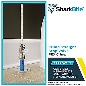 SharkBite 1/2 Inch Crimp Multi-Turn Straight Stop, Brass Plumbing Fitting, PEX Pipe, PE-RT, 23063LF