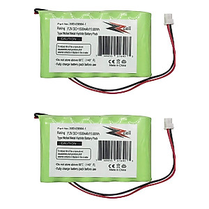ZZcell 2-Pack Battery for Honeywell Alarm 300-03864-1, Lynx L3000, Lynx L5000, Lynx L5100, ADEMCO 300-03865, 7.2V, 1500mAh (NOTE: Please Check Part Number Before Purchase -Battery Connector- 2 Prong)
