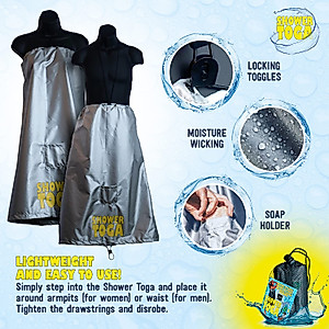 Shower Toga – Wearable Shower Garment, Privacy RV & Camping Shower, Surf Poncho, Shower Tent, or Portable Changing Room, Camping, Pool, & Outdoor Shower, Standard Size