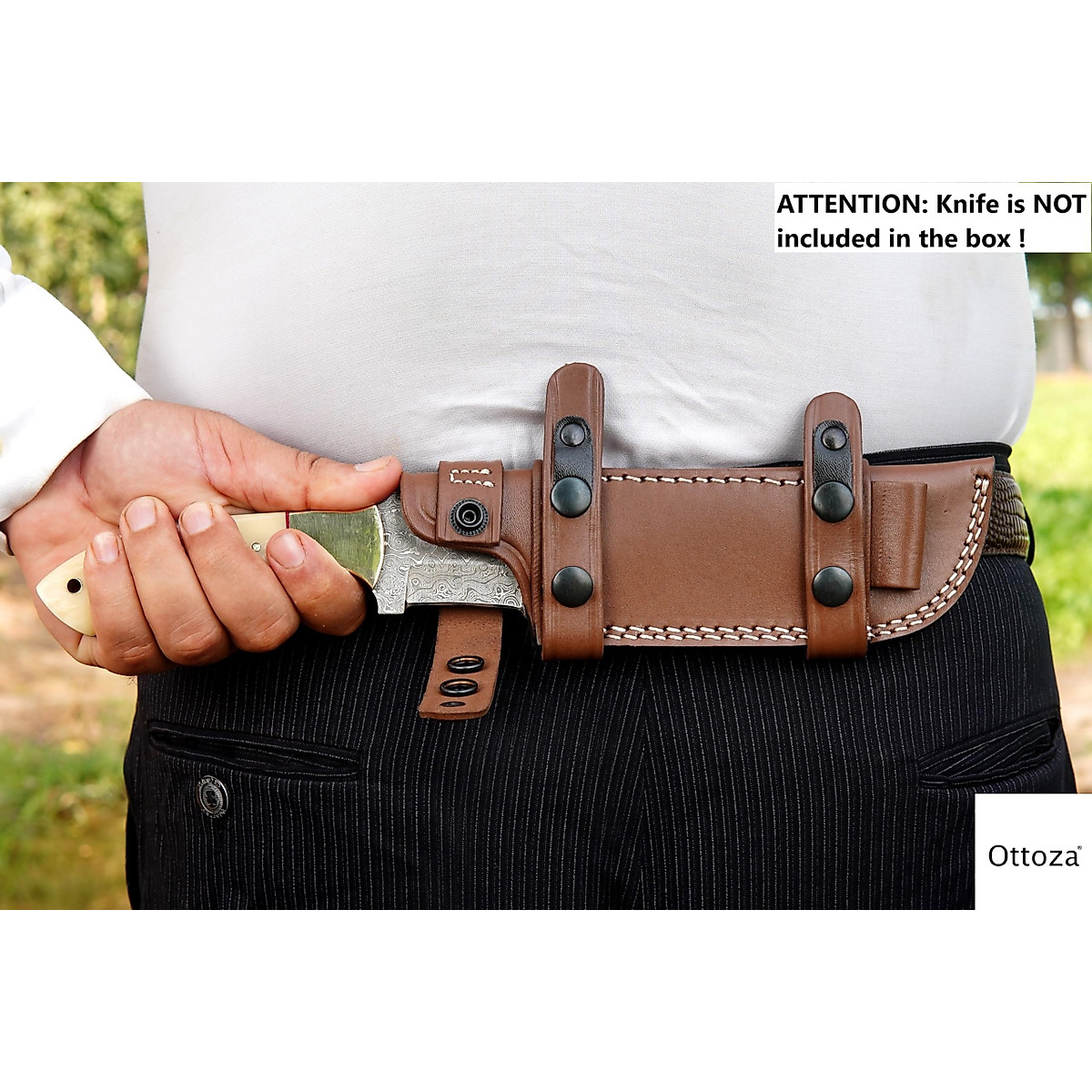 Ottoza TOP GRAIN Leather Knife Sheaths for Fixed Blade Knives, LEFT HAND Leather Knife Sheath for Belt, Leather Knife Holster Belt Knife Holder, Horizontal Knife Sheath for Belt No:9