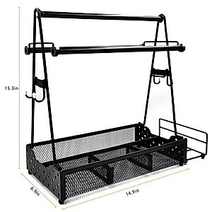 ALIKZO Large Grill Caddy, BBQ Caddy, Utensil Caddy for Camping, Condiment Caddy Silverware Holder, Utensil Holder for Party, with Handle & Paper Towel Holder, Grill Utensil Organizer