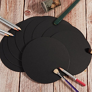 36 Pieces Round Blank Cards Cardstock Thick Cards Small Round Art Paint Board for Mandala Painting DIY Coasters Painting Writing and Decorations (Black, Diameter-6 and 4 in)