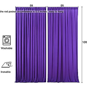 AK TRADING CO. 10 feet x 10 feet Purple Polyester Backdrop Drapes Curtains Panels with Rod Pockets - Wedding Ceremony Party Home Window Decorations (DRAPE-5x10-PURPLE)