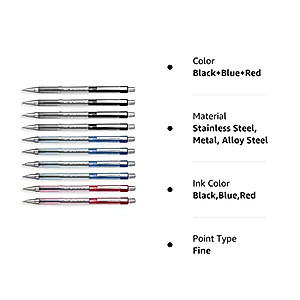 Pilot Better Retractable Ballpoint Pen, Bundle Black, Blue, Red colors Fine Point 07, 10 COUNT