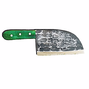 Hand-Forged Sebian Chef Knife, Carbon Steel Cooking Gadgets, Butcher Knife with Leather Cover, Full Tang Dollar Wood Handle, Viking Meat Cleaver, Outdoor Cooking Knife