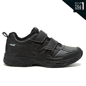 Avia Avi-Union II Strap Non Slip Shoes for Men, Hook and Loop Mens Walking Shoes with Memory Foam - Black/Dark Grey, 10.5 Wide