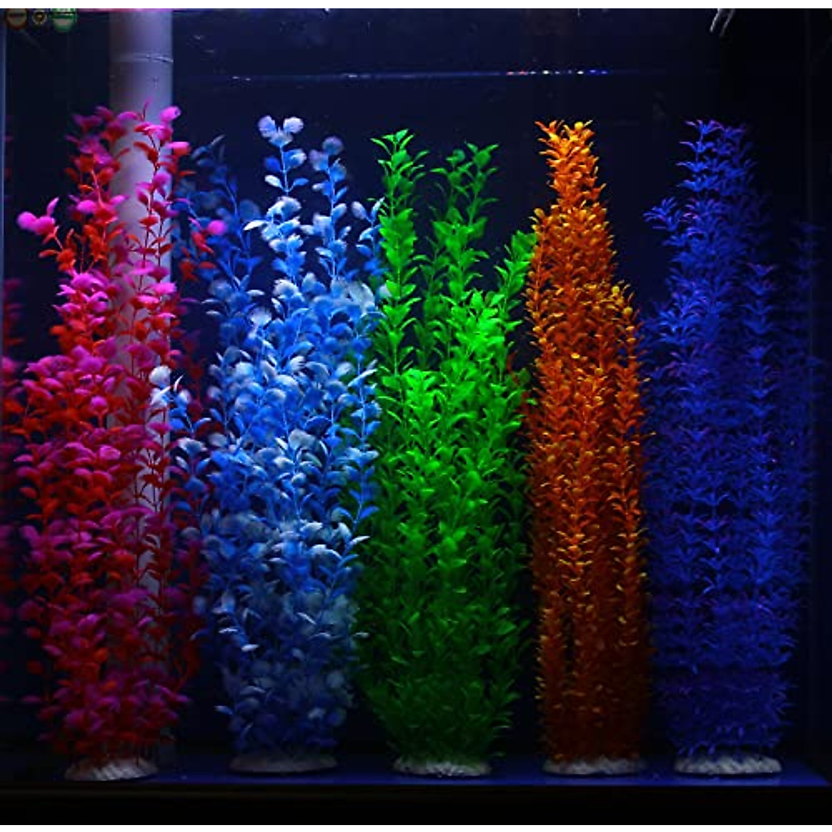 Unootel Lantian Green Round Leaves Aquarium Décor Plastic Plants Extra Large 24 Inches Tall 6513