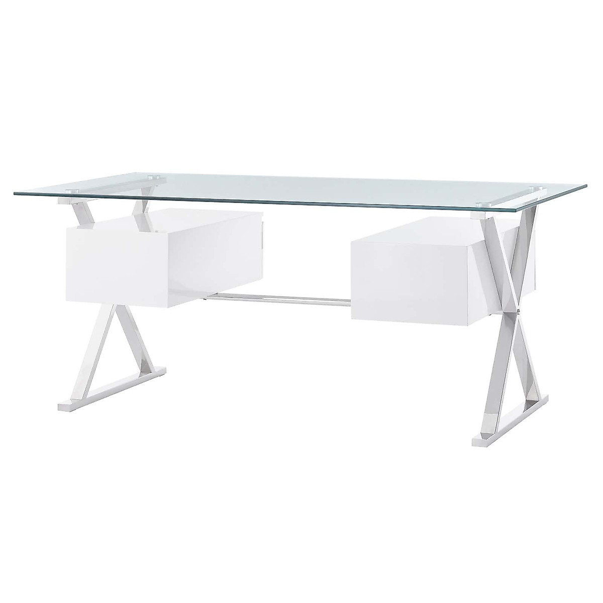 Modway EEI-6226-WHI Sector 71" Glass Top Glass Office Desk, White