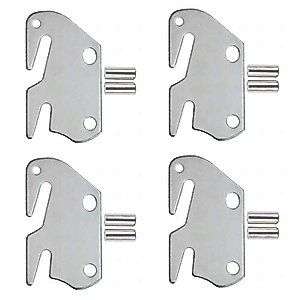 SDTC Tech 4 Sets Wooden Bed Rail Hook Plates #10 Bed Frame Bracket Headboard Footboard Hook Supports with Mounting Pins for Bed Parts Replacement or New Bed Constructions