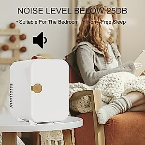 WOISSKEY Mini Fridge For Bedroom, 8 Liter AC/DC Portable Compact Refrigerators Thermoelectric Cooler and Warmer For Skincare, Beverage, Food, Cosmetics, Home, Office and Car, Beige