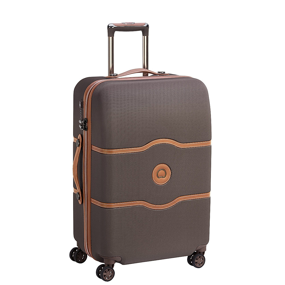 DELSEY Paris Chatelet Air Hardside Luggage, Spinner Wheels, Chocolate Brown, Checked-Medium 24 Inch
