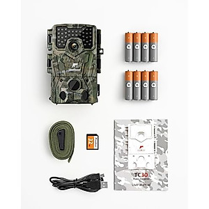 usogood Trail Camera 36MP 4K 30fps Game Camera with Night Vision Motion Activated IP66 Waterproof, 65ft 120° Wide Angle Detection Hunting Camera, for Outdoor Garden Backyard Wildlife Monitoring