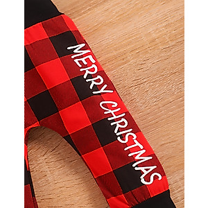 bilison My 72st Christmas Infant Baby Boy Outfits Set Newborn Boy Hoodies Sweatshirt Red Plaid Romper+Pant clothing Set