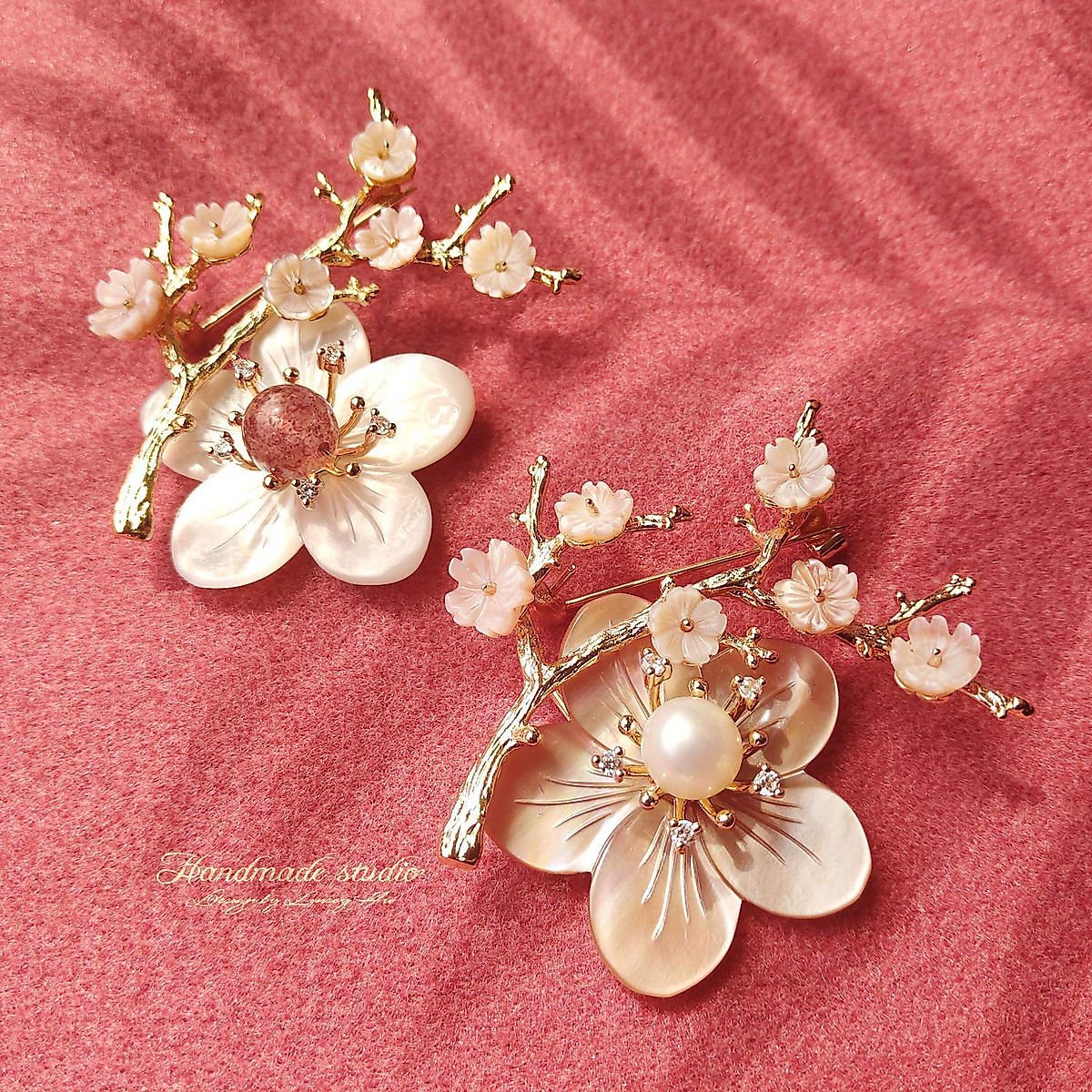 CCijiNG New Year Brooches for Women with Crystal, Flower, Rhinestone Brooches Pins Elegant Jewelry Blossom Fashionable Gifts Ladies Bouquet Brooches Pin for Birthday, Party, New Year, Wedding（Pink）