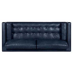 POLY & BARK Napa 88.5" Sofa Full-Grain Semi-Aniline Italian Tanned Leather in Midnight Blue