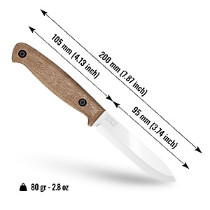 BPS Knives BS1FT CSH - Full-Tang Fixed-Blade Knife - Sharp Carbon Steel Bushcraft Knife With Sheath - Survival Compact Knife - Outdoor Knife - Tactical Camp Knife