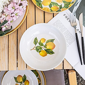 Salad Bowl - 6pcs Melamine Cereal Bowls for Daily Use,Soup Bowls,Durable and BPA Free, Dishwasher Safe, Lemon