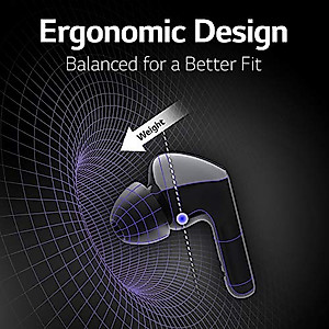 LG TONE Free FN4 - True Wireless Bluetooth Earbuds with Meridian Sound, Hypoallergenic Medical-Grade Ear gels, Noise Reduction with a close fit, Dual Microphone for Work/Home Office, Black