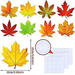 Fall Bulletin Board Decorations Fall Cutouts for Classroom Leaves Cutouts Artificial Fall Leaves with Glue Point Dots for School Thanksgiving Party Decoration, 5.9 x 5.9 Inch (45 Pieces)