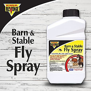 Revenge Barn & Stable Fly Spray, 32 oz Concentrate Long Lasting Insecticide for Flea and Tick Control Indoors and Outdoors