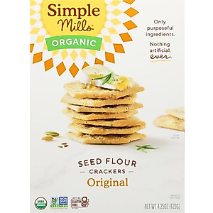 Simple Mills Organic Seed Crackers, Original - Gluten Free, Vegan, Healthy Snacks, Paleo Friendly, 4.25 Ounce (Pack of 1)